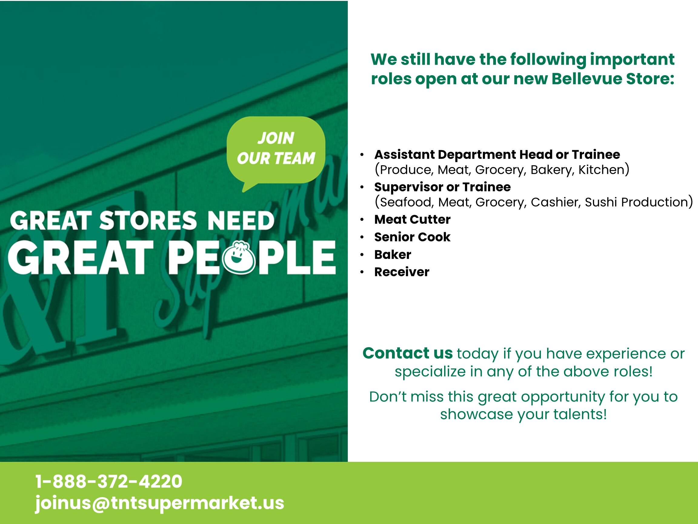 Job fair poster for Bellevue Store in Washington